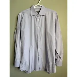 Canali | Shirts | Canali Gingham Check Dress Shirt Purple Mens 7 Luxury ...